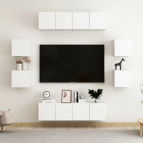 8dílný set TV skříněk bílý dřevotříska 3074457
