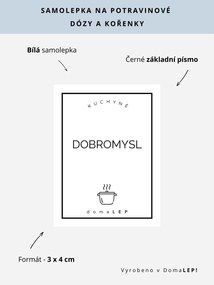 Samolepka na kořenky DOBROMYSL bílá 3 × 4 cm základní písmo