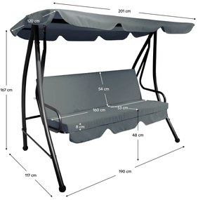 Kondela Zahradní houpačka, šedá, KEMI