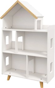 Úložný organizační regál na hračky ZONEKIZ pro děti se 3 patry a stříškou, nosnost 50 kg, do herny a dětského pokoje 65x25x108,5 cm Bílá