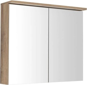 Aqualine KAWA - Zrcadlová skříňka s LED osvětlením, 80x70x22 cm, dub emporio WGL38S