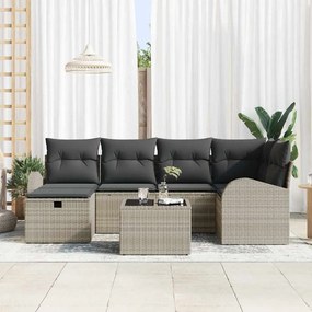 Set pohovek 7 ks Světle šedá polyratan 3359091
