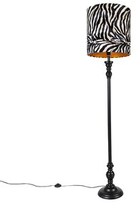 Stojací lampa černá s odstínem zebra design 40 cm - Classico