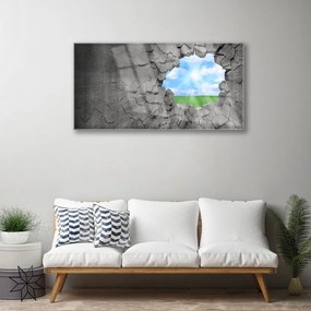 Obraz na skle Dziura Popękana Ściana 125x50 cm