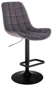 LuxuryForm Barová židle PARIS VELUR na černém talíři -  šedá