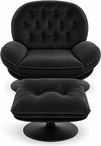 LuxuryForm DESIGN Otočné křeslo LUNA s podnožkou - černé