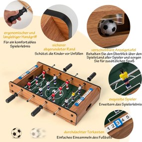 Costway Mini fotbalový stůl pro 2 hráče, prostorově úsporný stolní fotbal