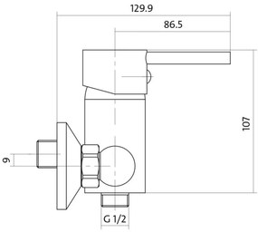 CERSANIT - Sprchová baterie SIMI jednopáková, nástěnná, bez přepínače, CHROM S951-025