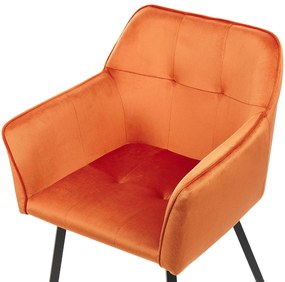 Sada 2 sametových jídelních židlí oranžové JASMIN Beliani
