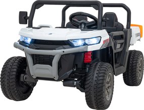 Ramiz Dětské auto Pick-Up Speed 900 bílé + pohon 4x4 + pohyblivá korba + zavazadlový prostor + dálkové ovládání + lopatka + LED a zvuky