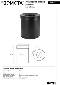 Bemeta Design Odpadkový koš, 7,5 l, černý -