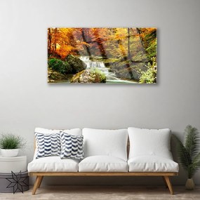 Obraz na skle Vodopád Les Příroda 120x60 cm