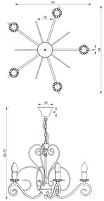 Lustr na řetězu MAURO 5xE14/60W/230V