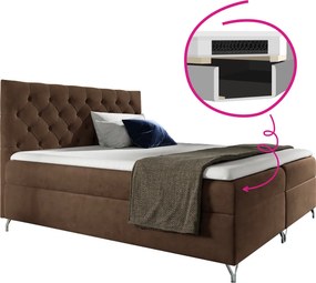 Boxspringová postel, 180x200, hnědá látka Velvet, GULIETTE + dárek