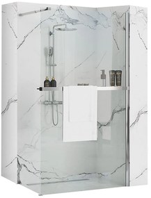 Rea Aero, sprchová zástěna WALK-IN 80x195 cm + EVO polička a věšák na ručníky, KPL-K0615