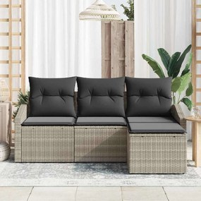 Set pohovek 4 ks Světle šedá polyratan 3355341