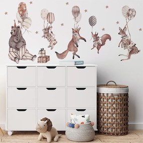 Gario Dětská nálepka na zeď Party animals - zvířátka, balóny a dárky