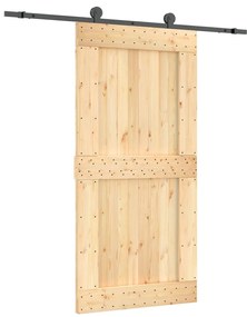Posuvné dveře s kováním 100 x 210 cm masivní borové dřevo,  3203075