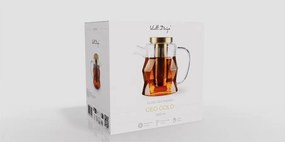 Skleněná konvice na čaj se sítkem ve zlaté barvě 1,3 l Geo – Vialli Design