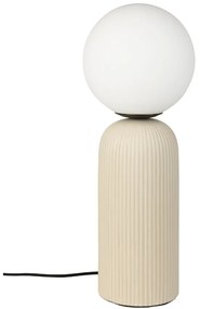 Bílá skleněná stolní lampa ZUIVER DASH s béžovou keramickou podstavou