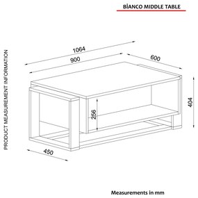 Hanah Home Konferenční stolek Bianco, Černá, Zlatá