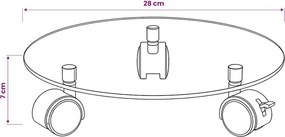 Vozíky pod květináče z tvrzeného skla 2 ks kulaté 28 cm 245691