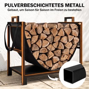 Outsunny Dřevník 47,5 x 33 x 44 cm zvýšený stojan na dřevo s plátěnou taškou až 50 kg do interiéru i exteriéru