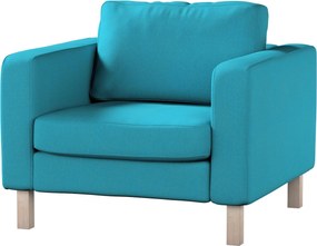 Potah na křeslo IKEA Karlstad, krátký barva modrá látka pletený vzor