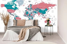 Samolepící tapeta mapa světa s pastelovým nádechem - 225x150 cm