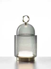 Venkovní designová lampa Brokis Dome Nomad Large PC1266 Povrch Montury: kov - černý matovaný komaxit se strukturou (CCS2673), Barva skla: hnědá kouřová - transparentní sklo (CGC538)