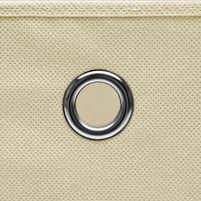 Úložné boxy s víky 10 ks krémové 32 x 32 x 32 cm textil 288360