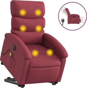 Elektrické zvedací masážní polohovací křeslo vínové textil 3204017