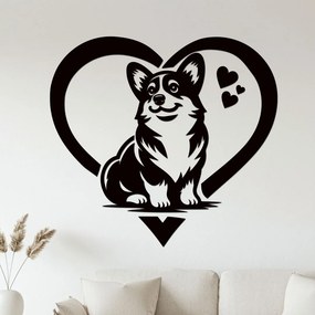 dřevo života Dřevěná dekorace Corgi láska Zvolte rozměr (cm): 60x55, Zvolte barvu dekoru: Černá
