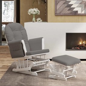vidaXL Křeslo glider se stoličkou světle textil [351668] Barva: dark grey and white