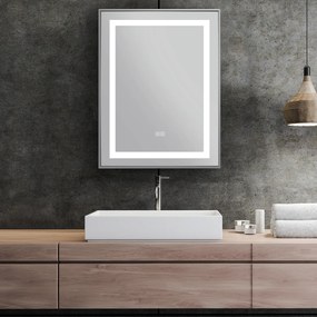 Smartzrcadla Koupelnové zrcadlo S-4658 s LED podsvícením 80 × 60 cm (stříbrný rám)
