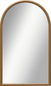 HOMCOM Zrcadlo s klenutým rámem, 110 x 65 cm, dřevěný rám, klenuté zrcadlo pro obývací pokoj, ložnici, vstupní chodbu, tmavě hnědé