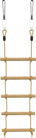 Provazový žebřík pro děti 5stupňový žebřík na lezení se 2 karabinami 2 popruhy na strom pro děti od 3 do 8 let 40 x 3,5 x 180 cm přírodní dřevo