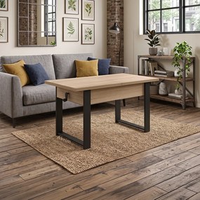 Rozkládací polohovací konferenční stolek HOGO 3v1 | 120-157x62,5-74,5x67 cm | síla horní desky 32 mm | dub sonoma/černé nohy