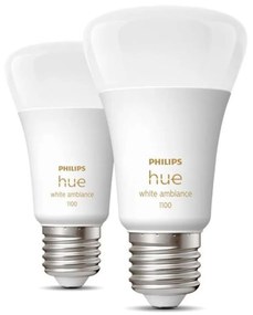 Philips Hue Smart žárovky - Chytrá LED žárovka E27, 8 W, stmívatelná, bílé světlo, 2 ks 929002468404