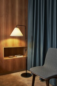 Marset A641-402 Funiculí, černá stojací lampa s pískovým textilním stínidlem, 1xE27, 158cm