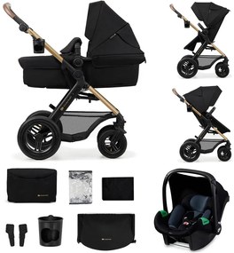 KINDERKRAFT-Kombinovaný kočárek 3v1 MOOV 2 AIR Pure black + autosedačka MINK PRO