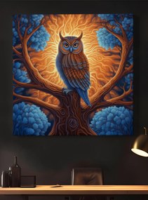 Obraz na plátně - Strom života s moudrou sovou FeelHappy.cz Velikost obrazu: 100 x 100 cm