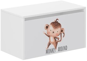 Dětský úložný box s motivem opičky – 40 × 40 × 69 cm