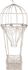 Bílá antik kovová dekorace horkovzdušný balón Balloo - Ø 31*82 cm