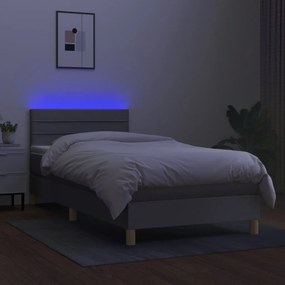 Box spring postel s matrací a LED světle šedá 90x190 cm textil 3133757