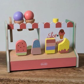 Dantoy Playful Wood dřevěný zmrzlinový stánek 12 ks