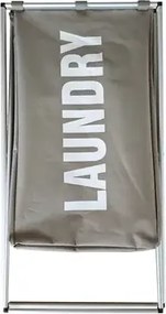 MSV LAUNDRY koš na prádlo skládací šedo-hnědý / 50 l / polyester, hlin