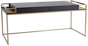 OnaDnes -20% Nordic Design Černo zlatý lakovaný pracovní stůl Hugo 180 x 78 cm