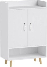 HOMCOM Botník s Úzkým Designem a 4 Přihrádkami pro 12 Párů Bot, Vstupní Prostor 60 x 30 x 92 cm, Bílý | Aosom