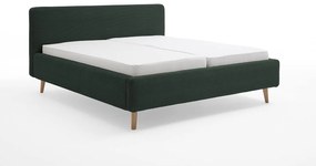 Čalouněná postel taupe s úložným prostorem 140 x 200 cm manšestr zelená MUZZA